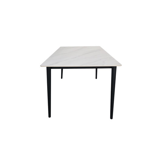 Wade Logan® Arlynes 62" Sintered Stone Rectangular Dining Table W/ Black Metal Legs & Reviews ...